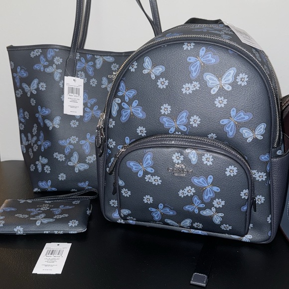Coach | Bags | Coach Blue Butterfly City Tote Court Backpack And Corner ...